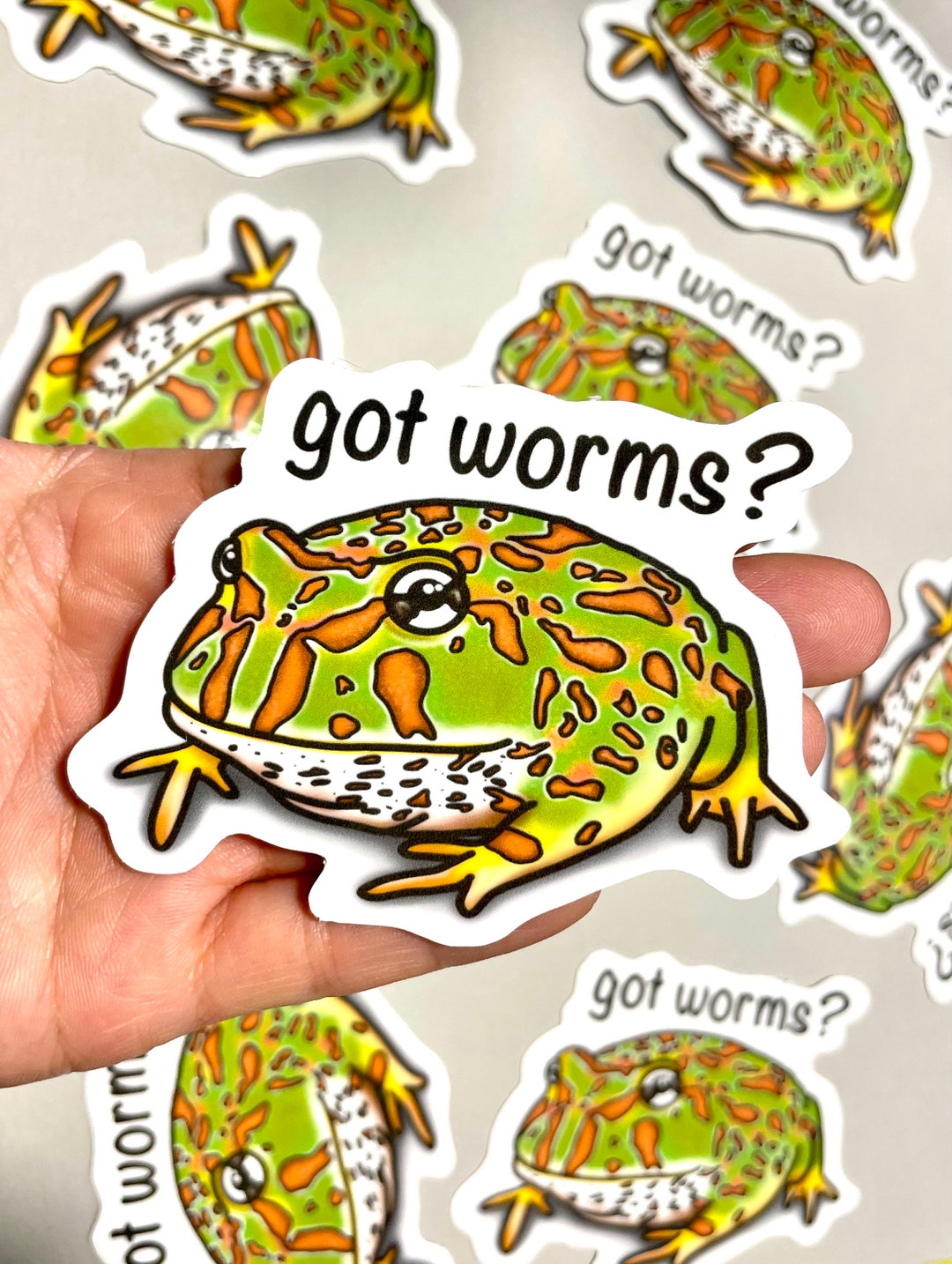 Large Pac Man Frog Sticker/funny Frog Sticker/pacman Frog/pac-man Frog ...