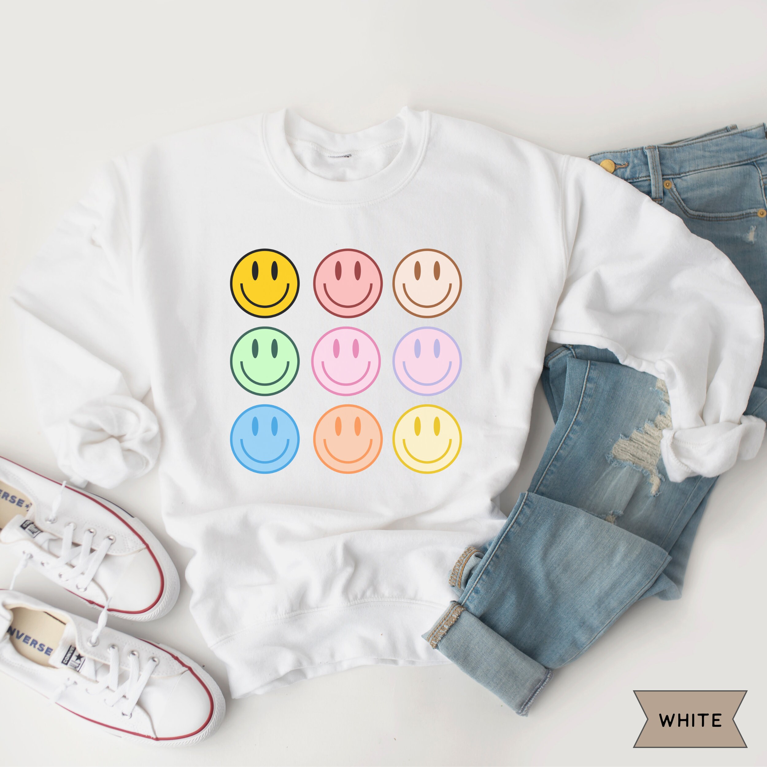 Smiley Face Sweatshirt Smiley Face Crewneck Retro Smile - Etsy