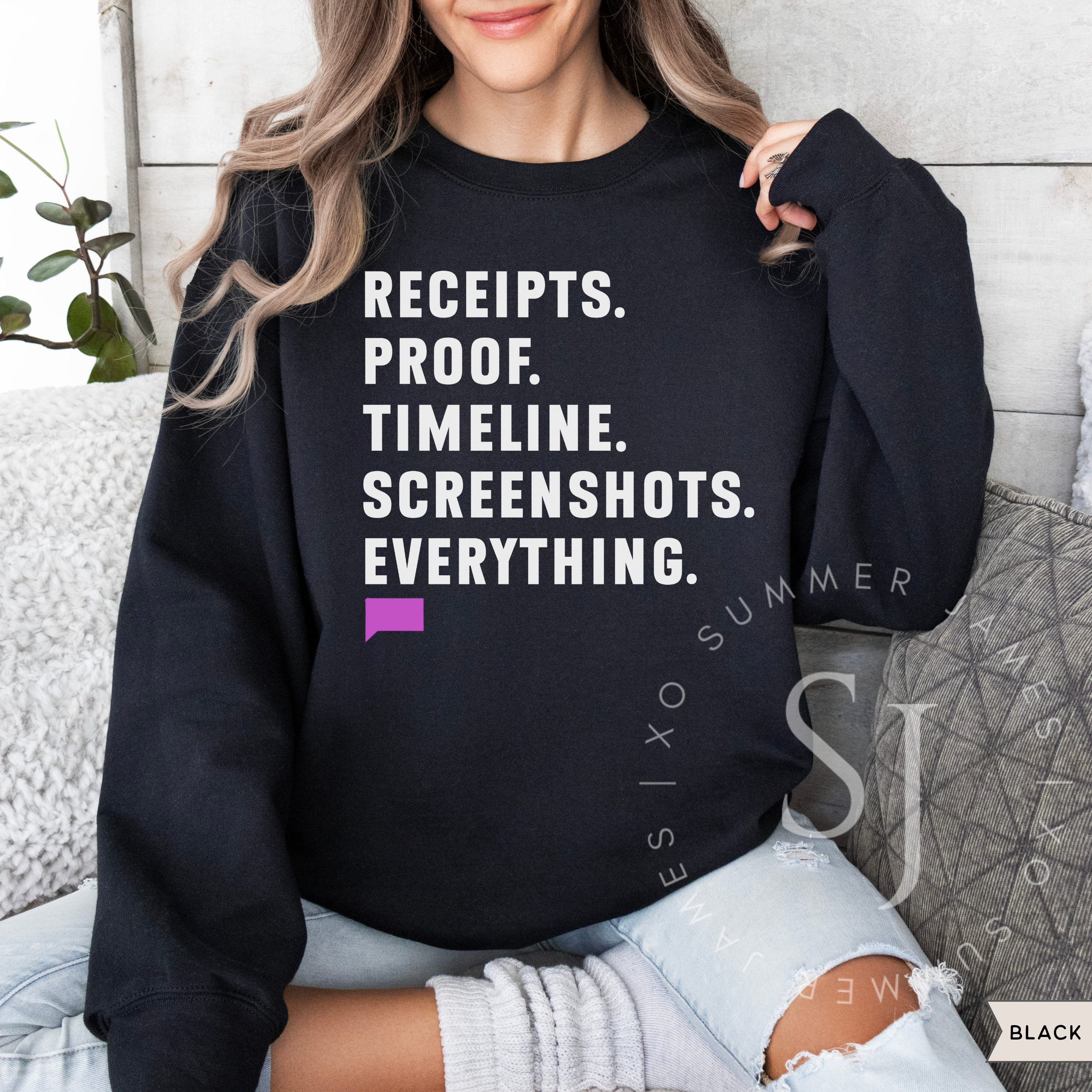 RHOSLC Receipts Proof Timeline Screenshots Everything Sweatshirt, Real ...