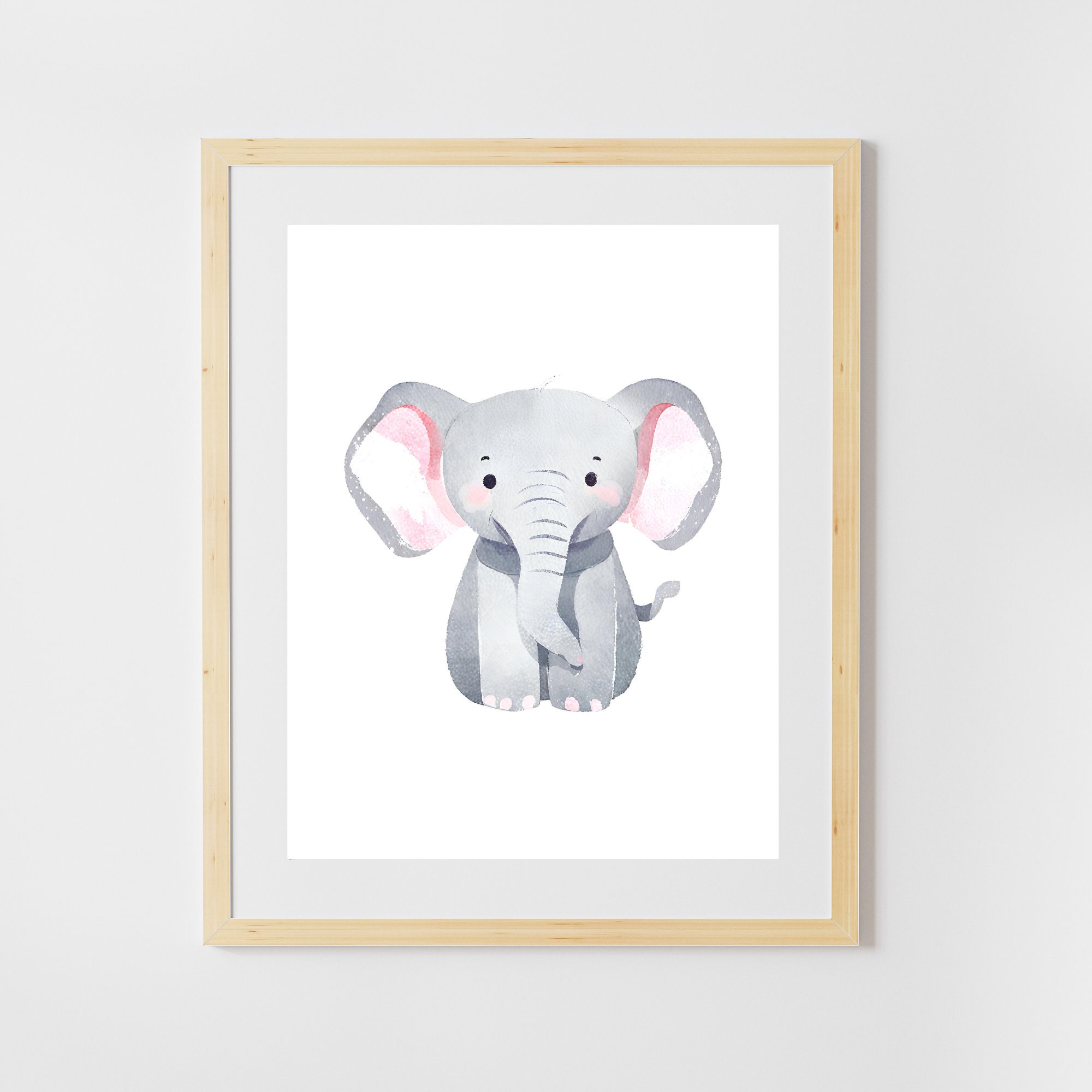 Elephant Art, Elephant Printable, Cute Elephant Art, Animal Nursery Art ...