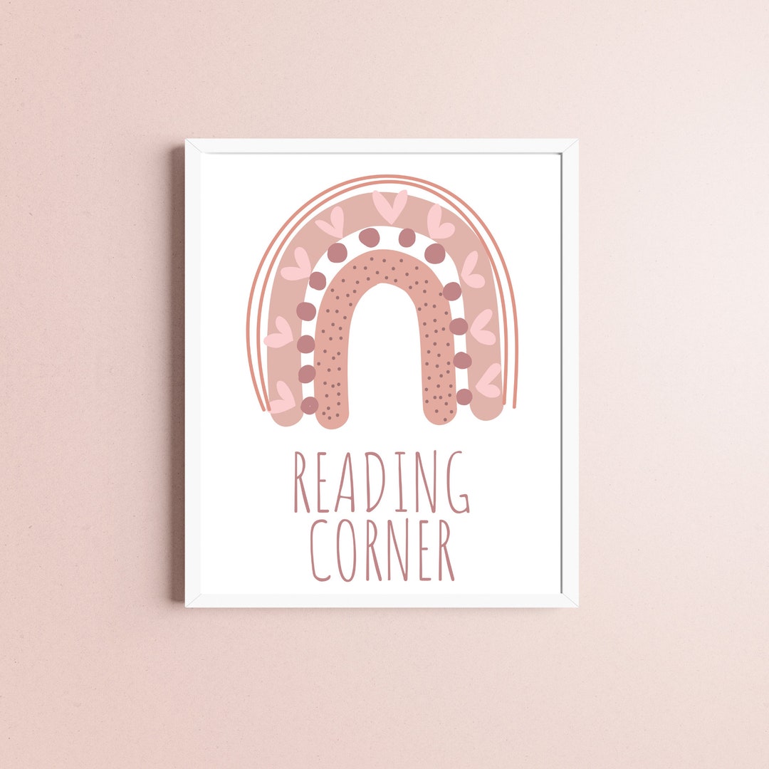 Reading Corner Art, Boho Rainbow Art, Boho Classroom Decor, Playroom ...