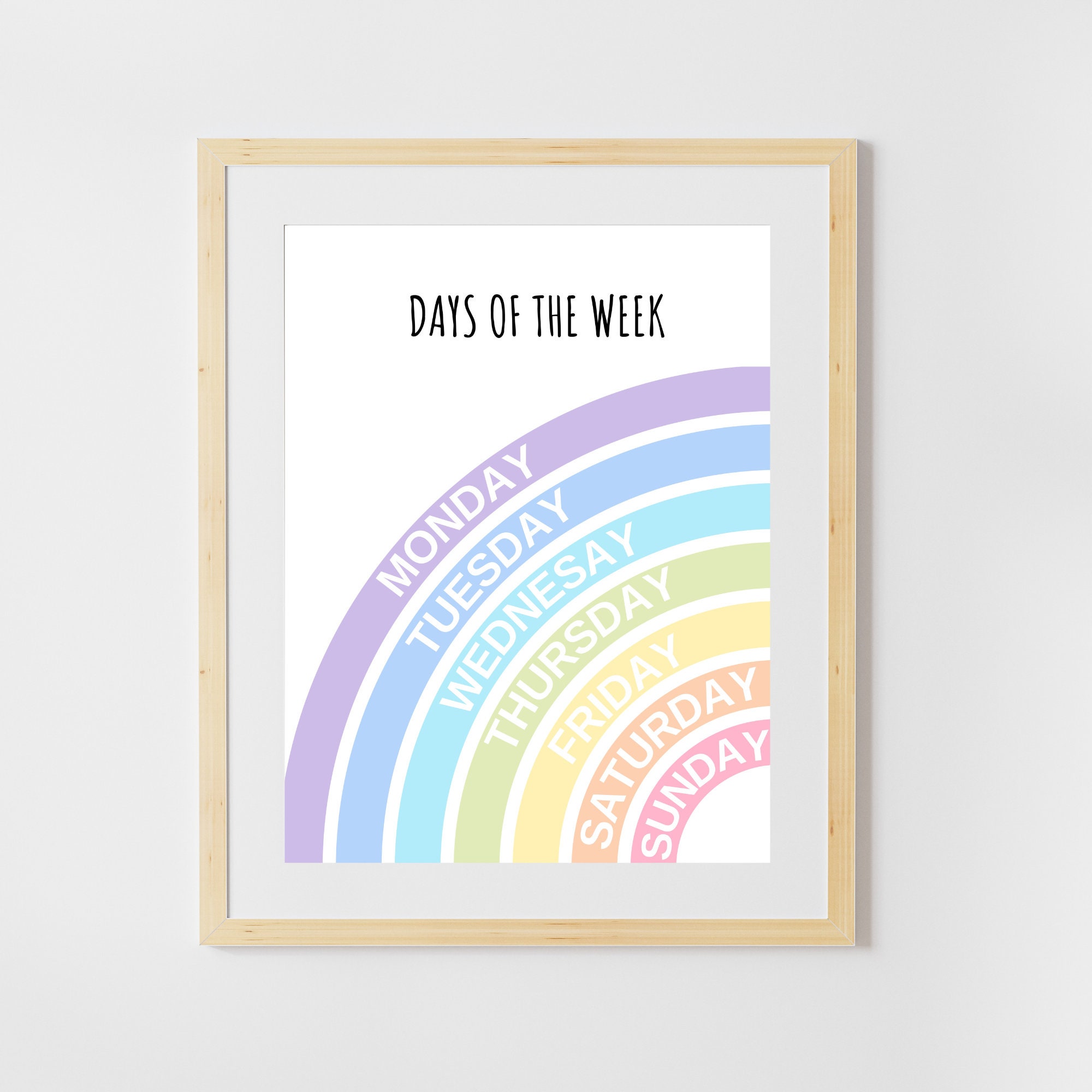 Rainbow Days of the Week Poster, Printable Educational Wall Art ...
