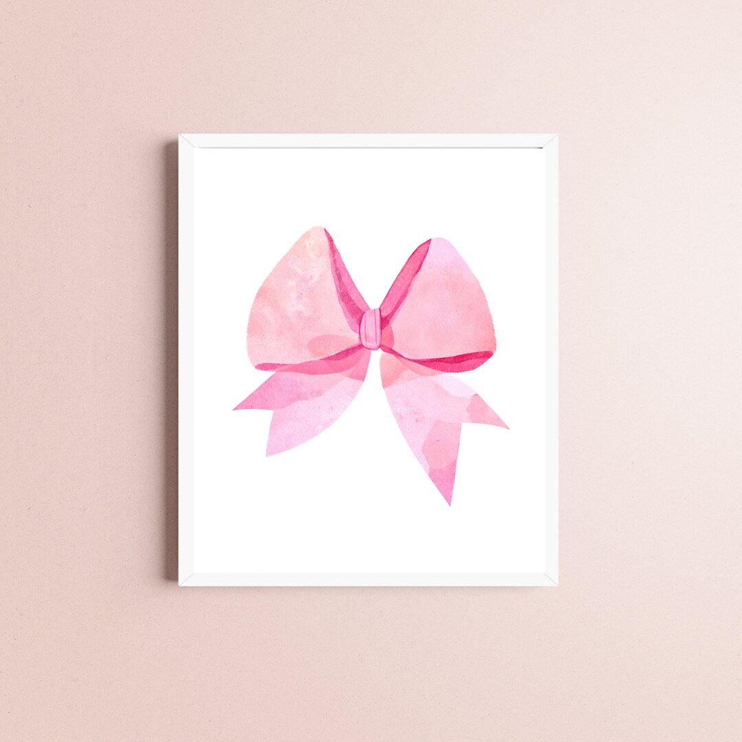 Pink Bow Nursery Art, Simple Nursery Art, Cute Pink Printable, Pink ...