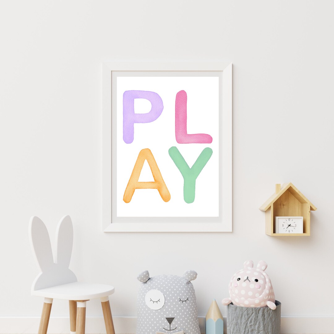 PLAY Artwork, Play Printable, Playroom Art, Nursery Art, Playroom ...