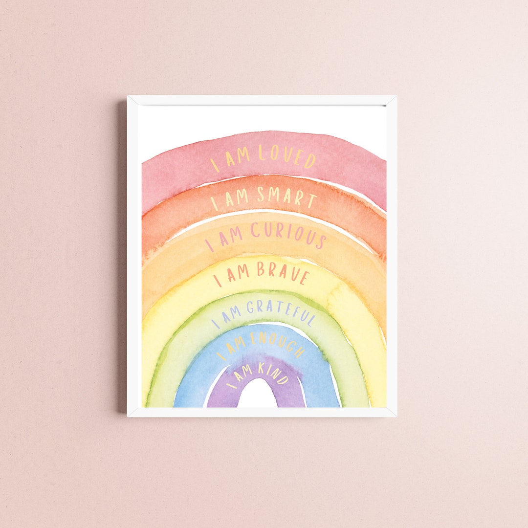 Affirmations for Kids, Rainbow Affirmation, I Am Loved, Inspirational ...