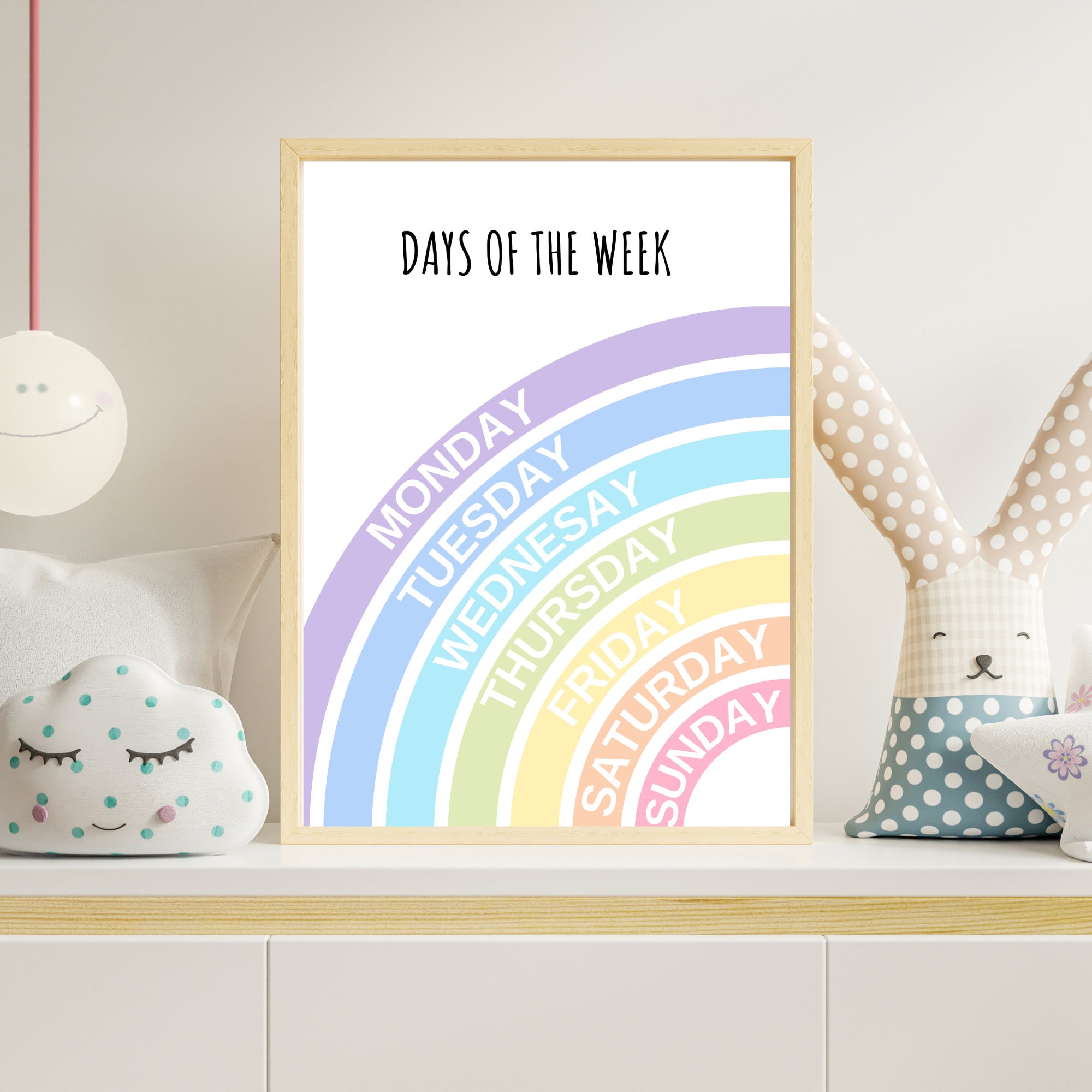 Rainbow Days of the Week Poster, Printable Educational Wall Art ...