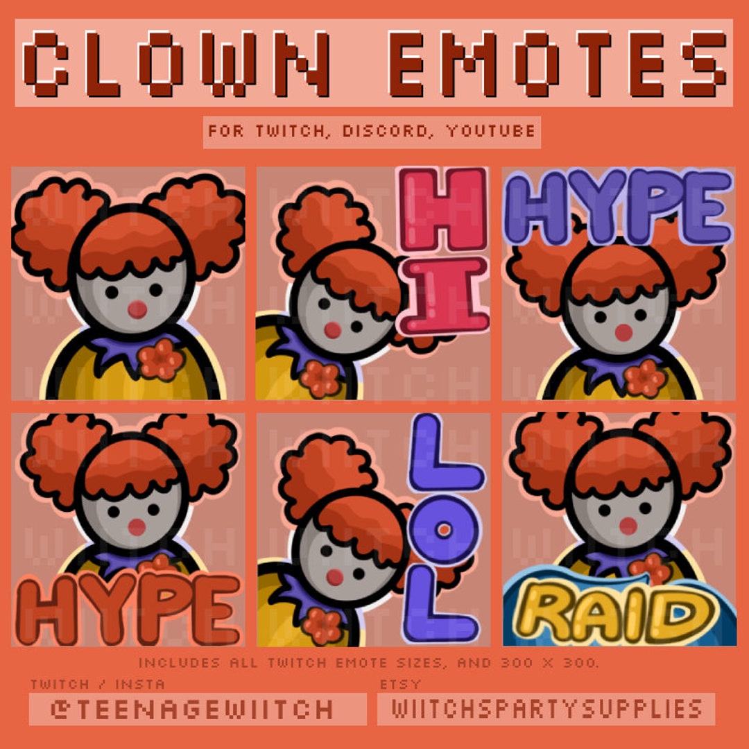 Clown Twitch Emote 6 Pack - Etsy