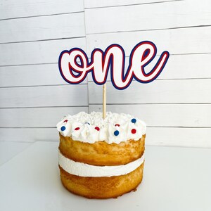 White, Red, and Blue ONE Cake Topper - Etsy