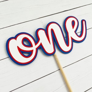 White, Red, and Blue ONE Cake Topper - Etsy