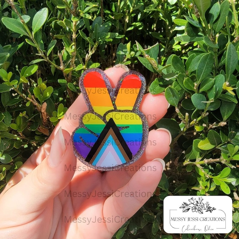 Pride | Peace Sign | LGBTQ | Transgender Flag | Custom Handmade Badge ...