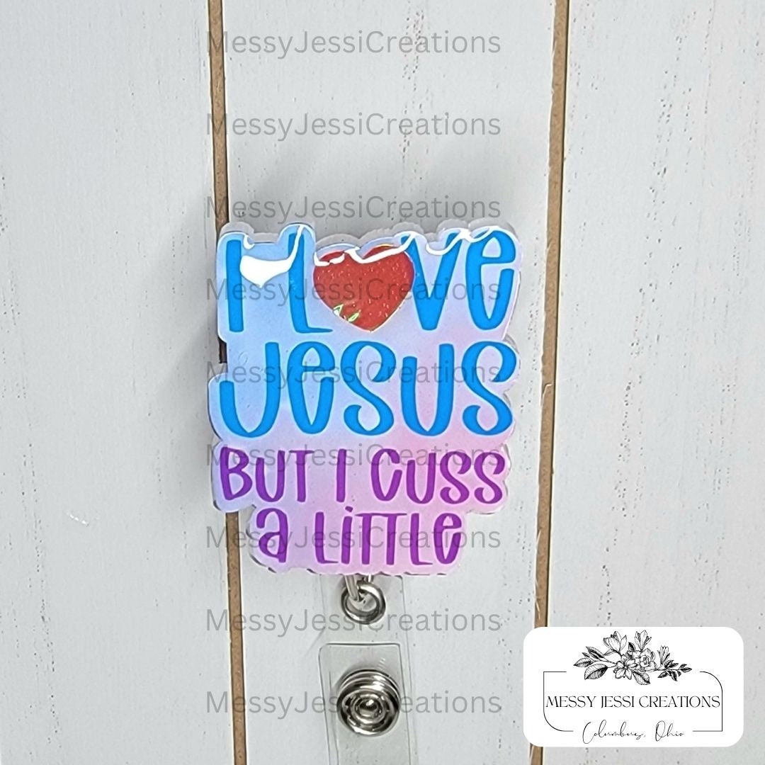 I Love Jesus | Custom Handmade Badge Reels | Key Chains | Badge Holder ...