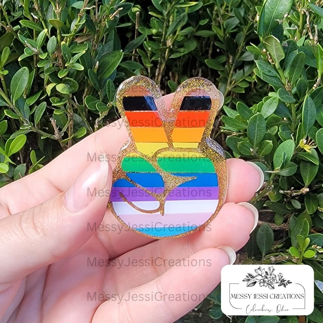 Pride | Peace Sign | LGBTQ | Transgender Flag | Custom Handmade Badge ...