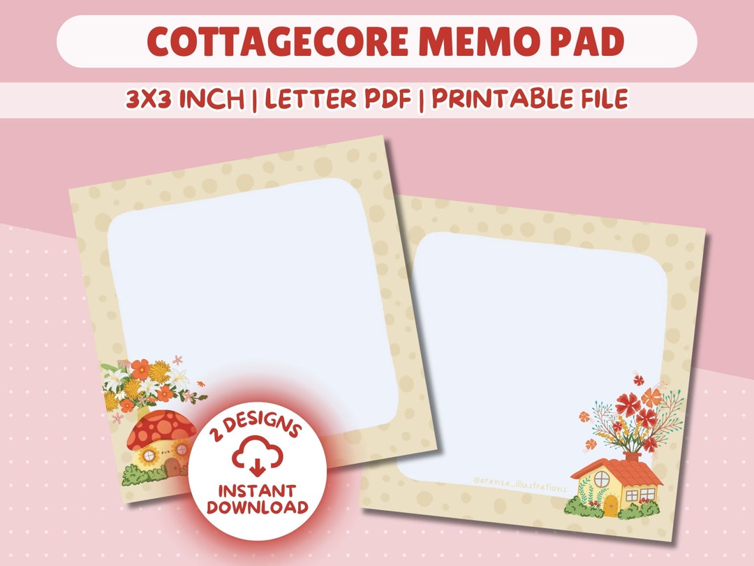 Printable Cottagecore Memo Pad, Mushroom Sticky Note, Letter PDF ...