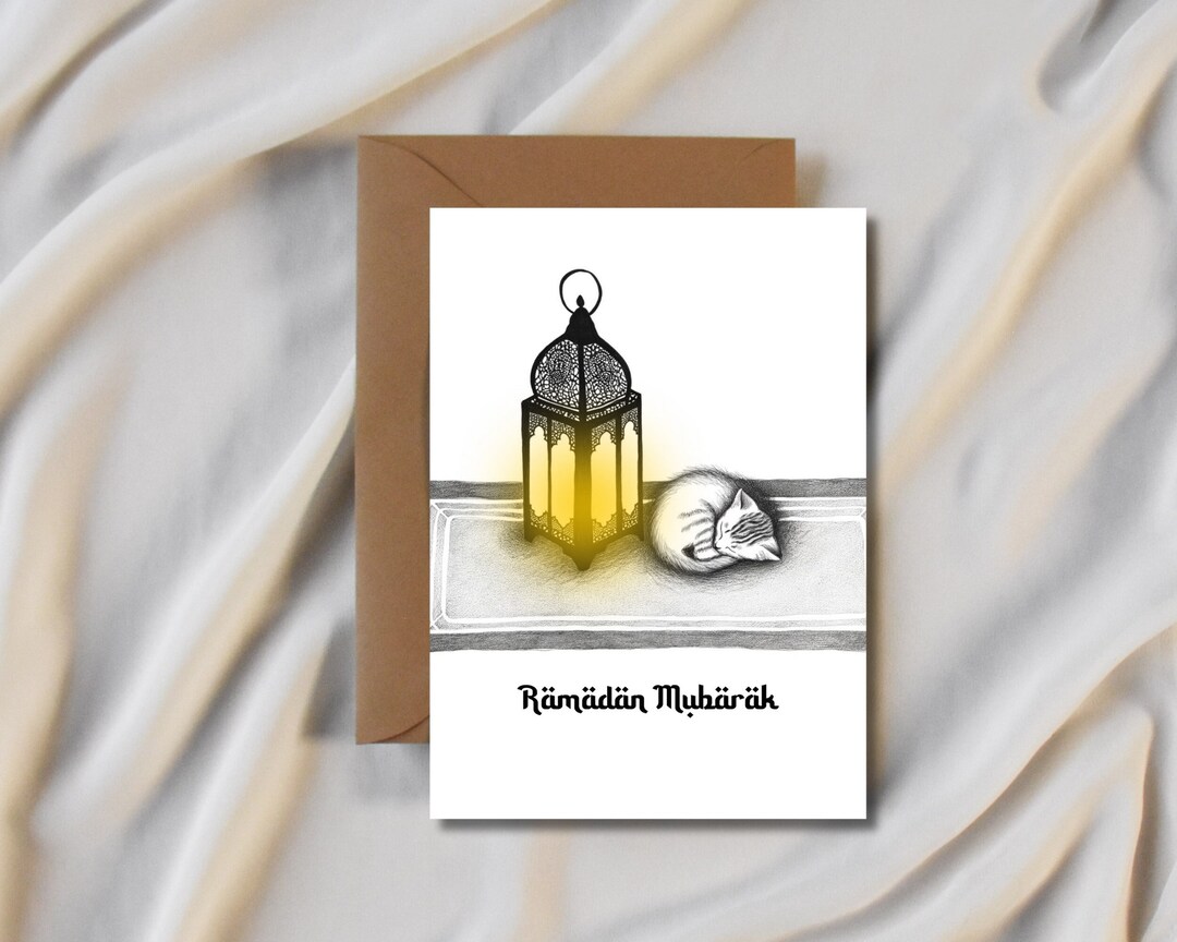 Cute Ramadan Card | Cat, Islamic Card, Happy Ramadan, Islamic Gift ...
