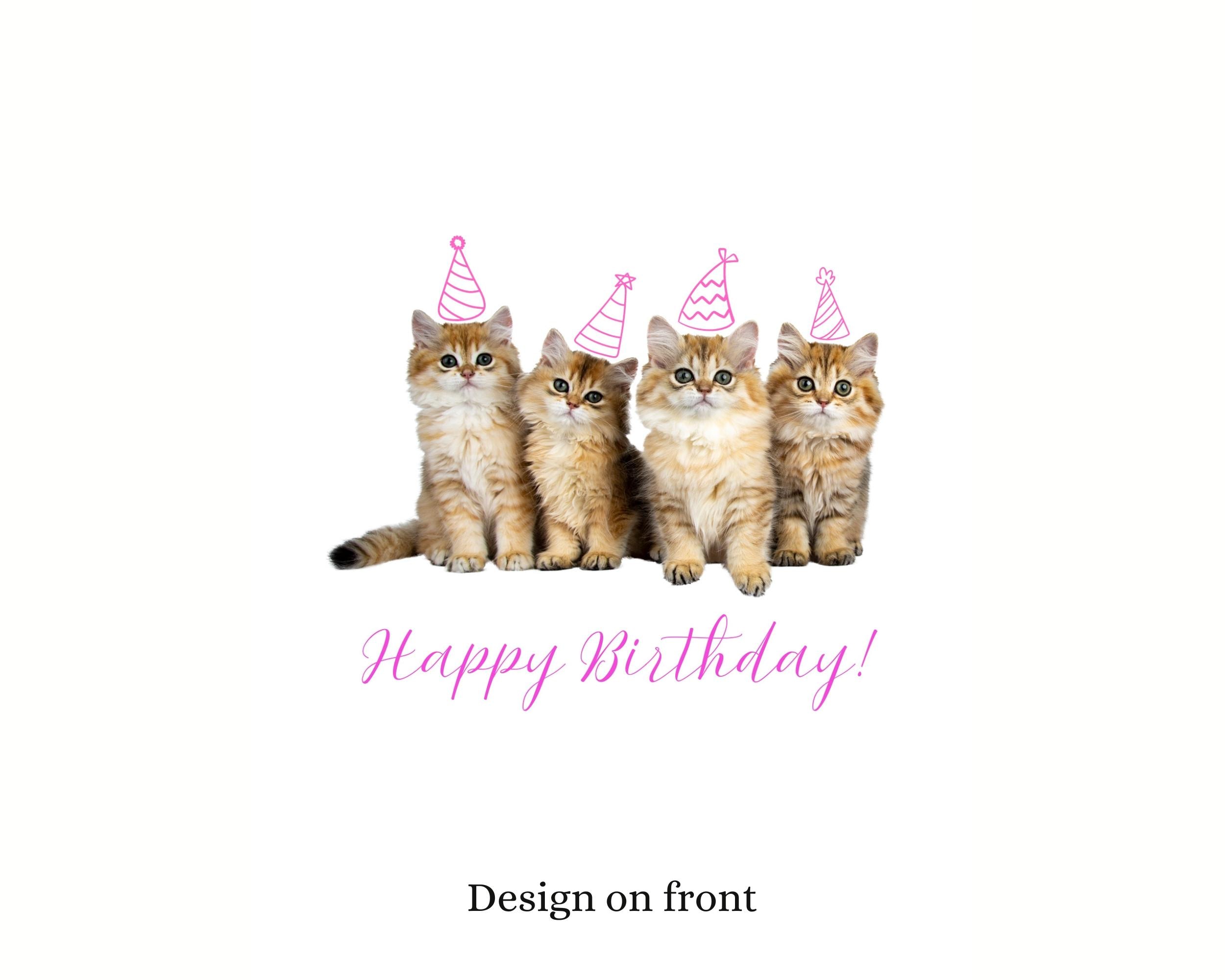 Kittens Birthday Card | Cat Birthday Card, Kittens in Party Hats ...