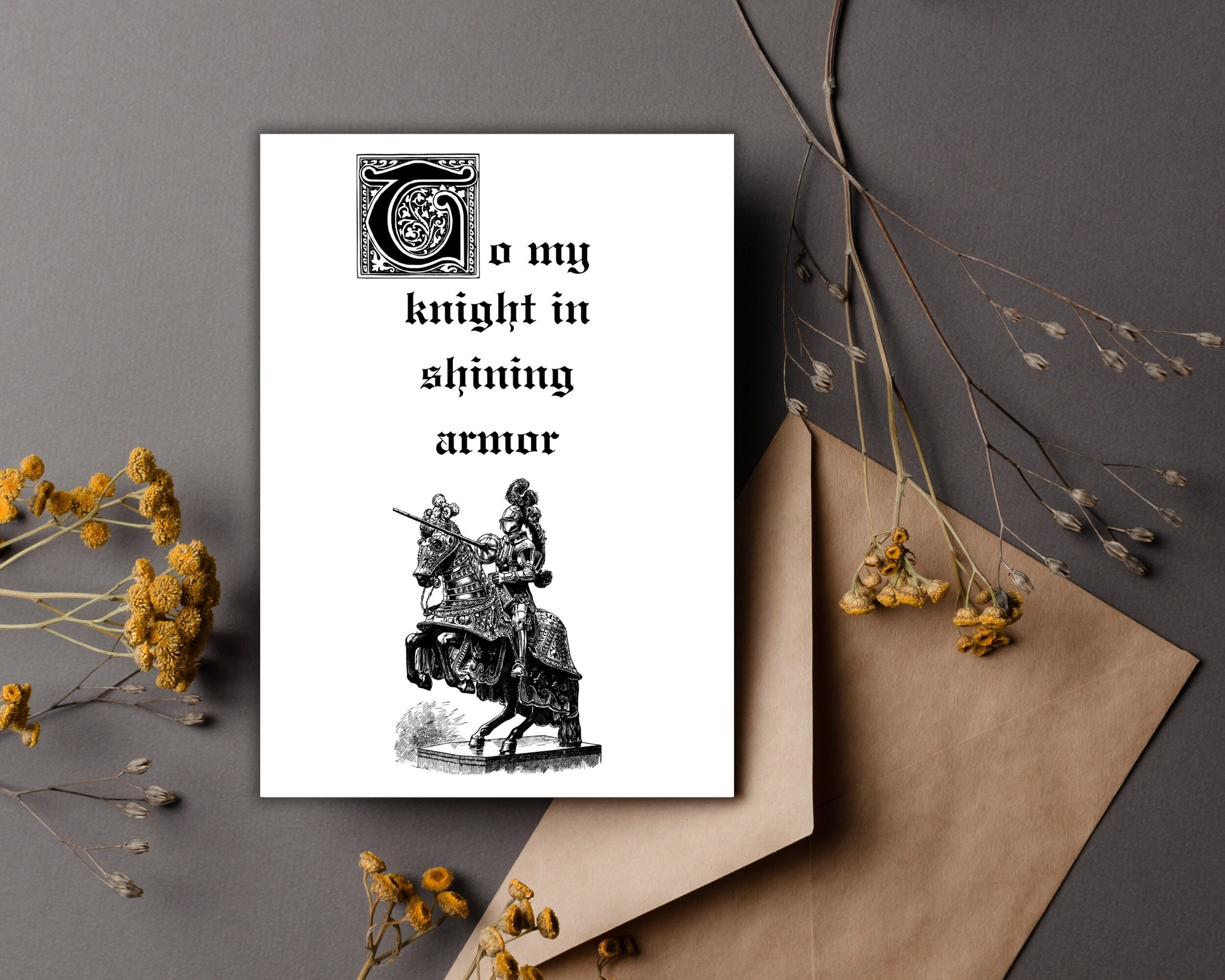 Romantic Knight Greeting Card for Him Anniversary, Birthday, Valentine ...
