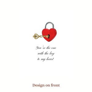 Heart Lock & Key Valentine's Day Card Anniversary Card, Printable, for ...