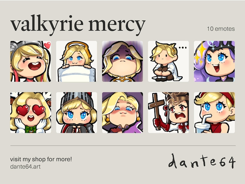 Mercy Overwatch Emote Bundle [10] ( Twitch | Discord | Youtube ) | Cute ...