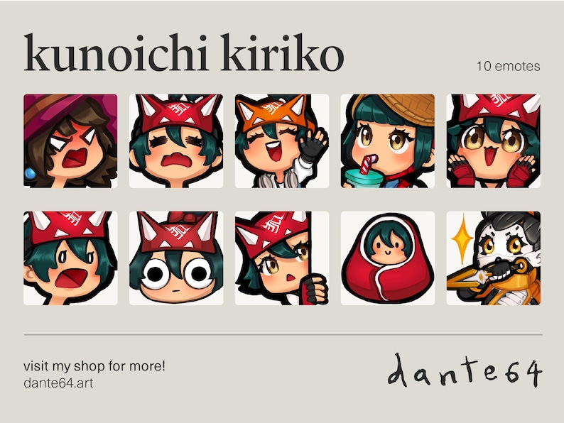 Overwatch Kiriko 10 Emote Set (twitch | Discord | Youtube | Streaming ...