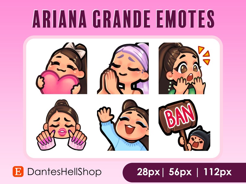 Ariana Grande Emote Bundle twitch Discord Cute Chibi - Etsy UK