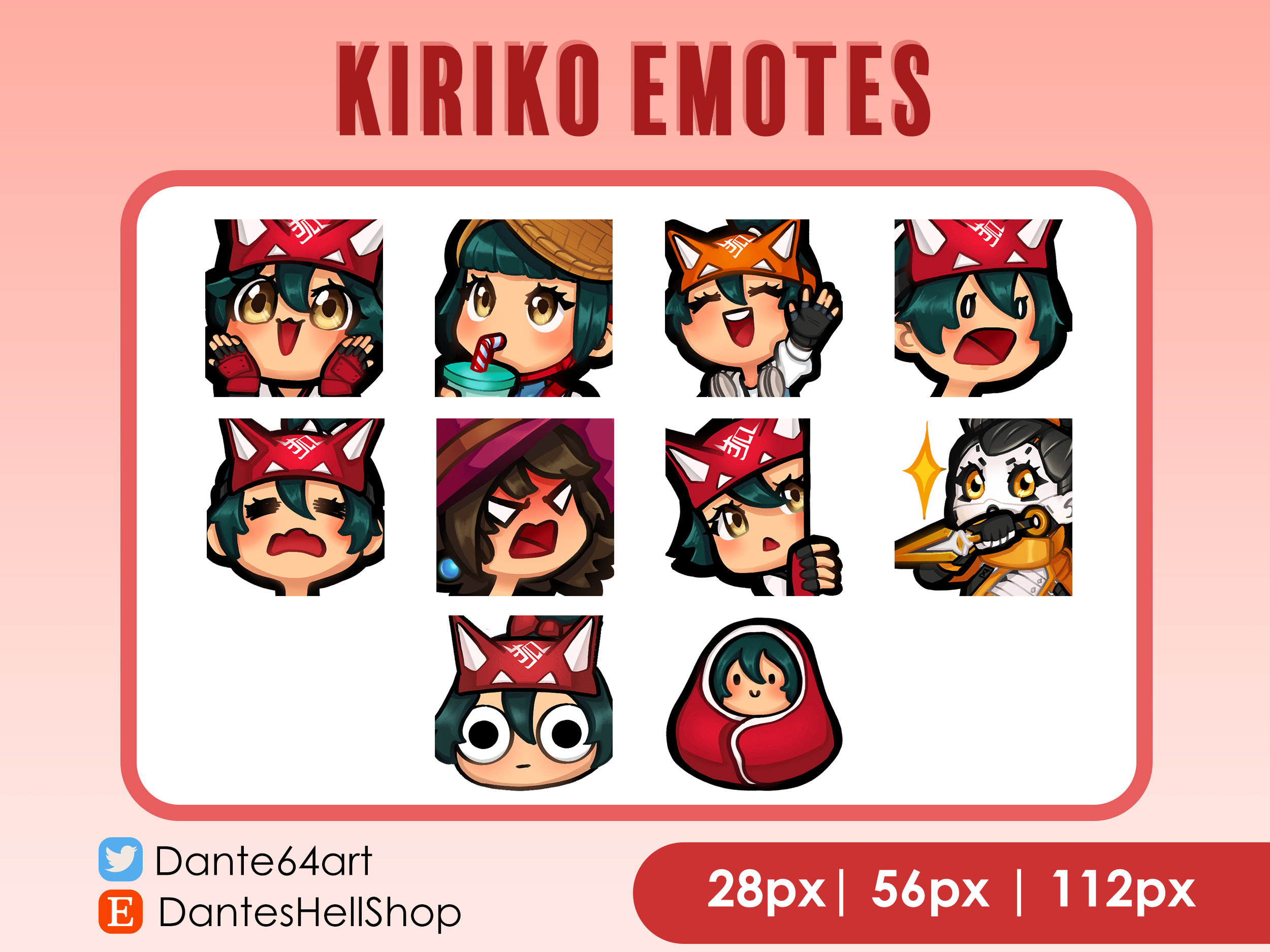 Overwatch Animated Kiriko 10 Emote Bundle twitch Discord Youtube ...
