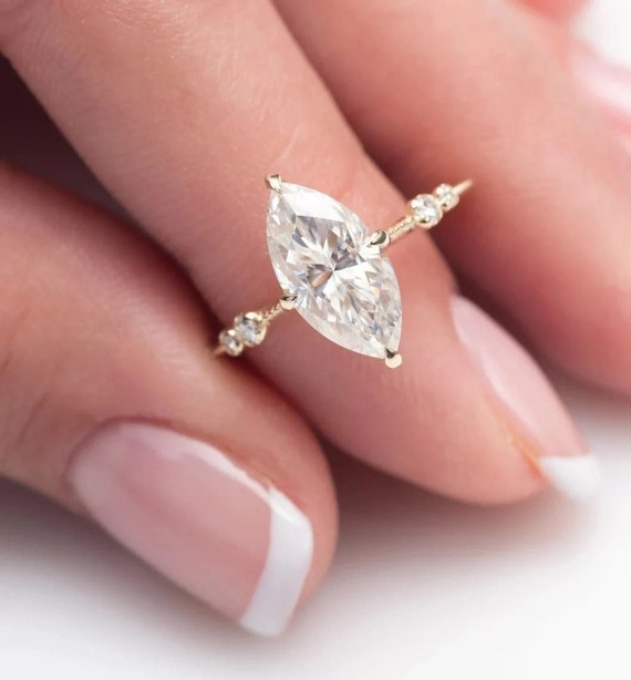 2.5 CT Marquise Cut Moissanite Engagement Ring Wedding Ring - Etsy 2.5 CT Marquise Cut Moissanite Engagement Ring Wedding Ring - Etsy