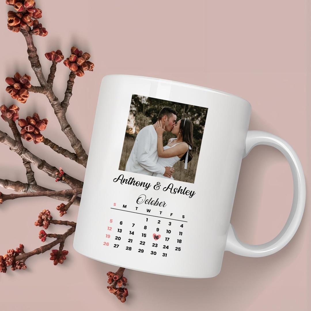 Couple Photo Mug, Anniversary Date Mug, Wedding Date Coffee Cup ...