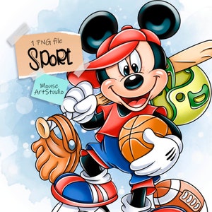 Mickey is an Athlete, Sublimation Design, Digital Illustration, Instant ...