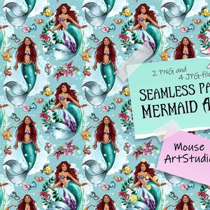 Ariel Digital Paper, Mermaid, Seamless Patterns, Fabric Printing, Ariel ...