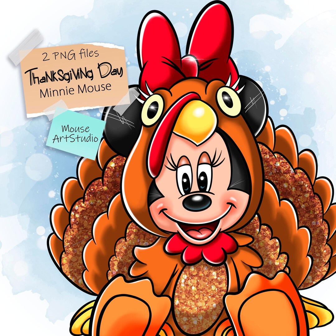 Thanksgiving, Minnie Mouse, PNG Turkey, Sublimation Design, Digital ...