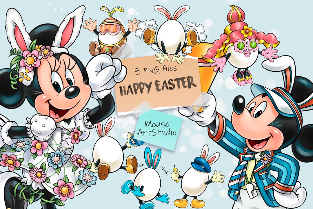 Happy Easter Mickey and Minnie Png Eggs PNG Sublimation - Etsy