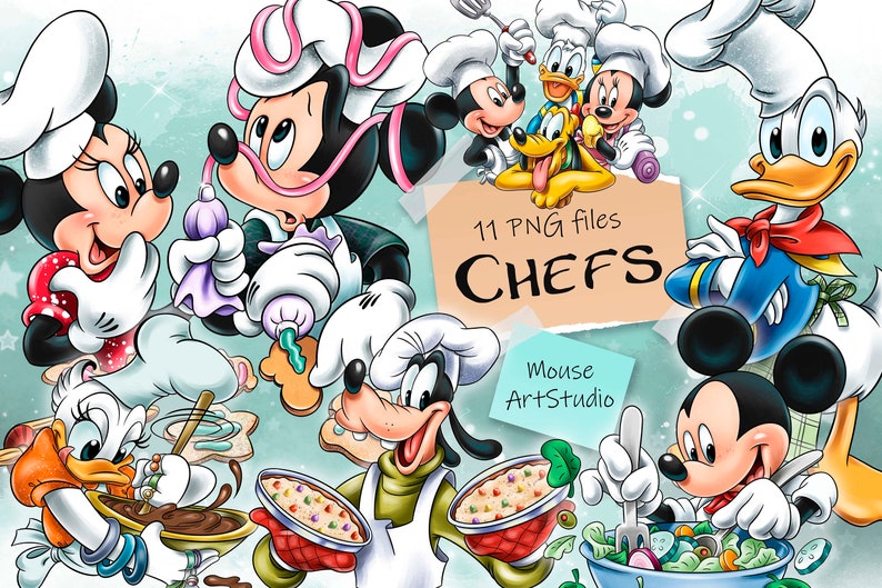 Chefs Minnie PNG Mickey Mouse Daisy Duck Donald Goofy - Etsy