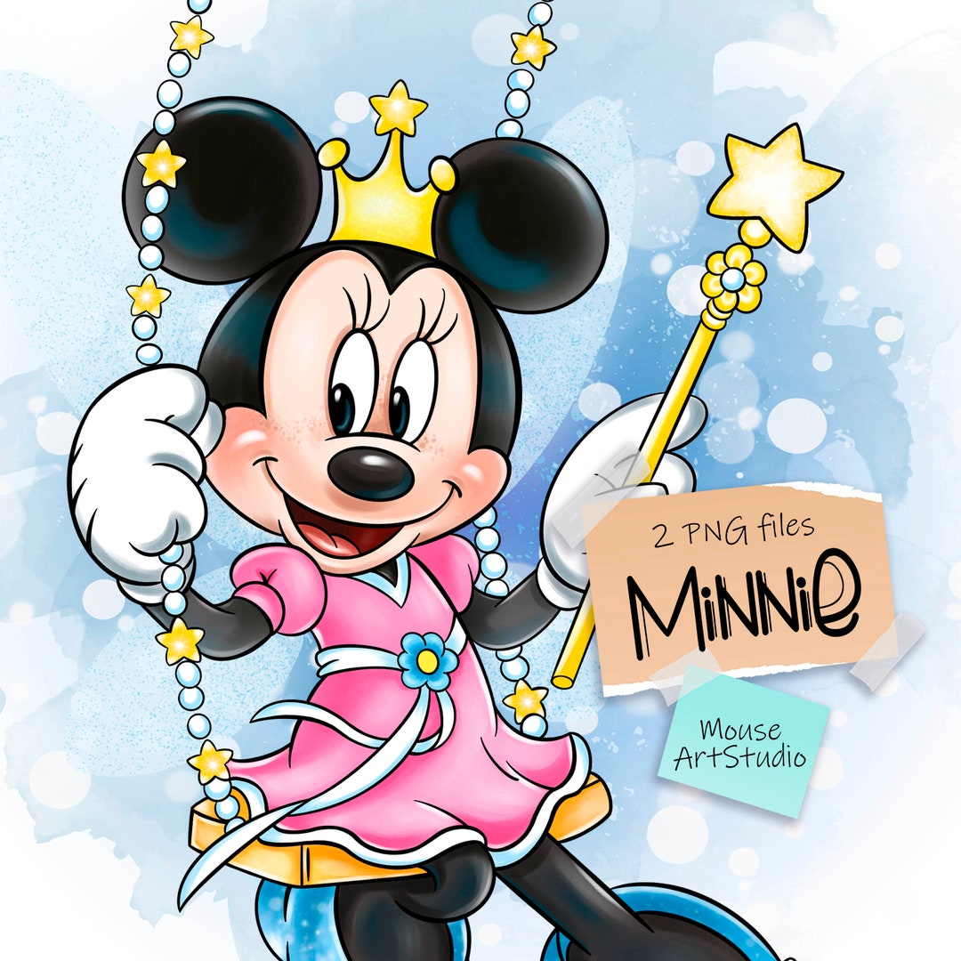 Minnie the Fairy, Minnie on the Swing, Digital Illustration, Fabric ...