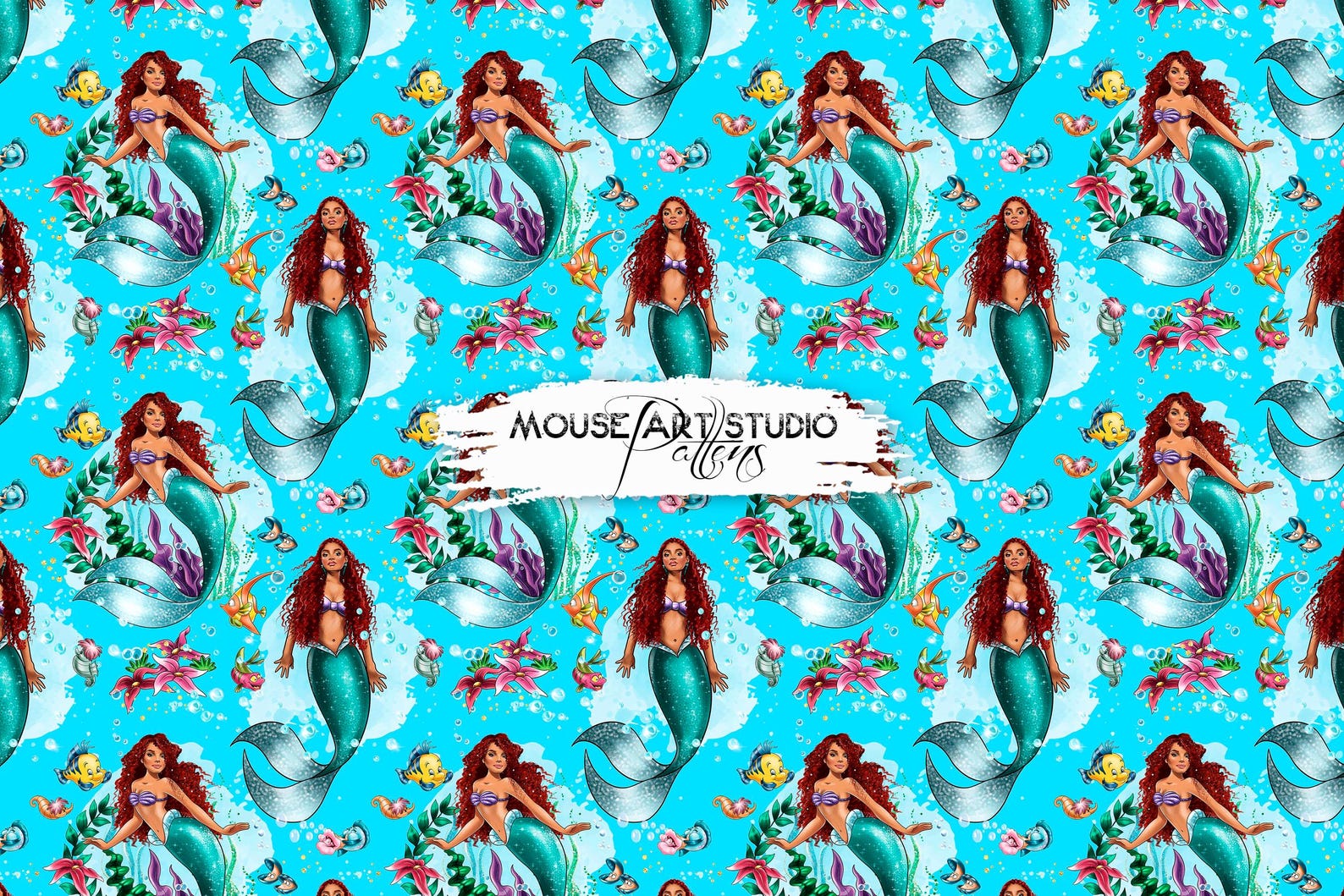 Ariel Digital Paper, Mermaid, Seamless Patterns, Fabric Printing, Ariel ...