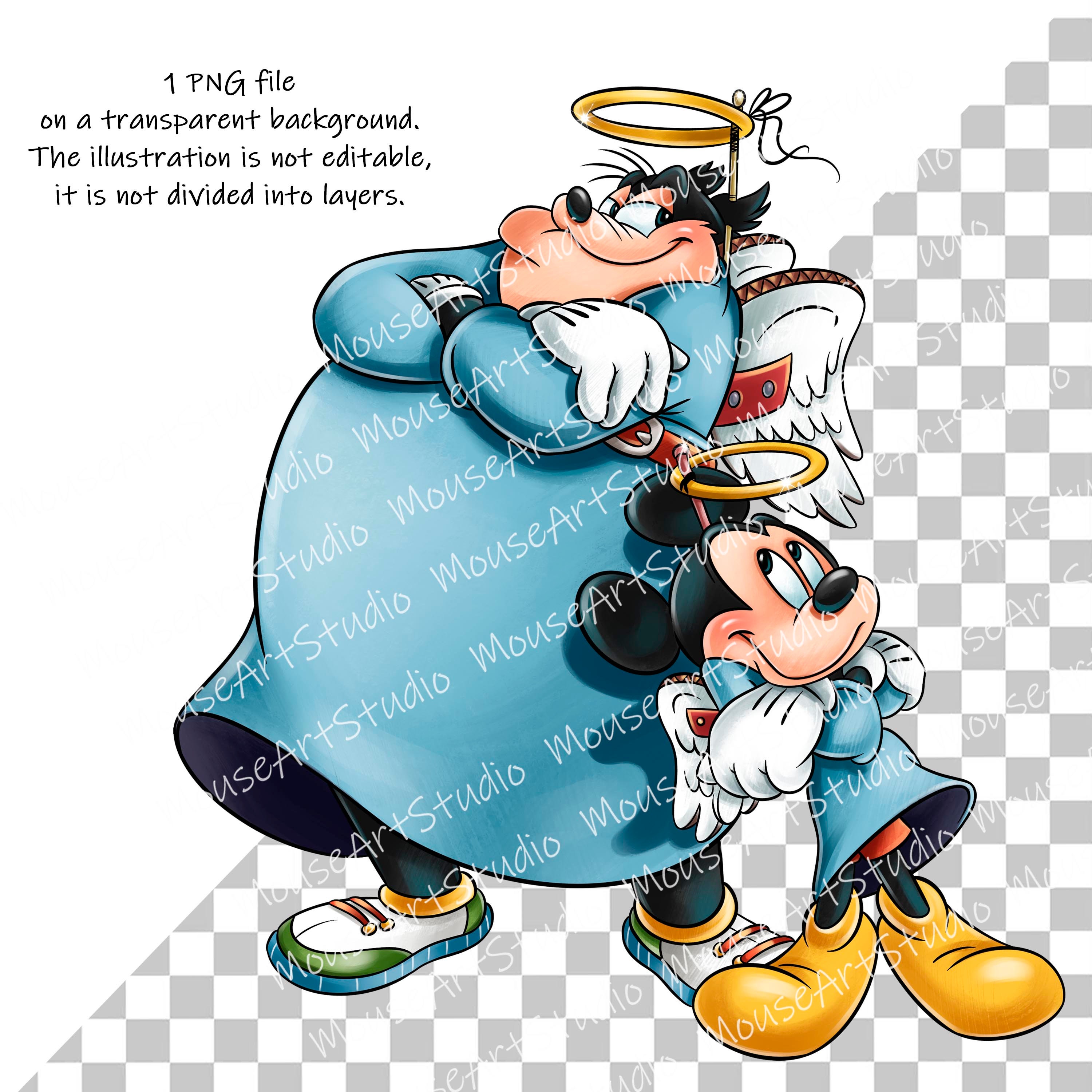 Pete and Mickey, Angels, Sublimation Design, Digital Illustration ...
