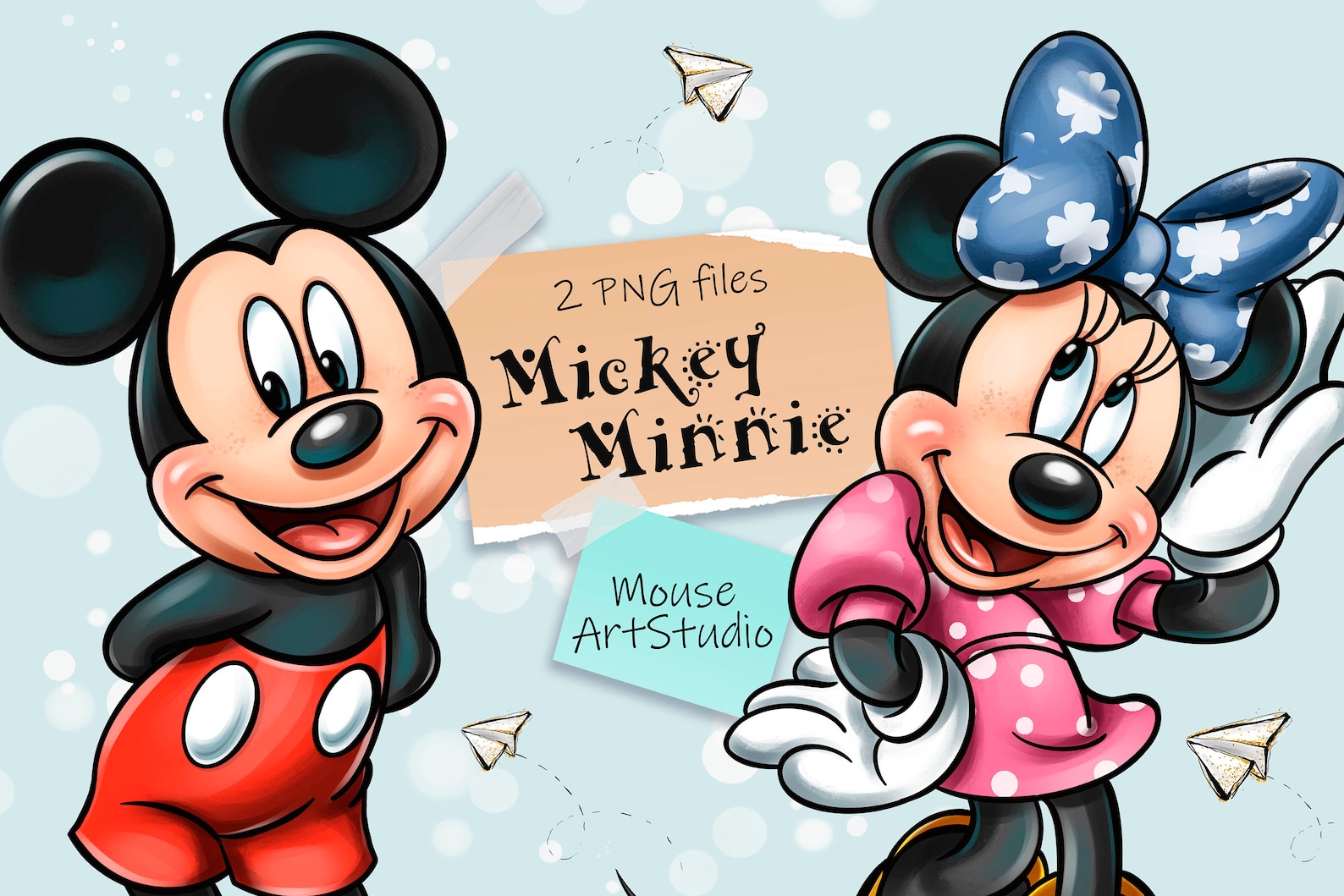 Mickey Mouse Minnie Mouse Digital Illustration Fabric - Etsy