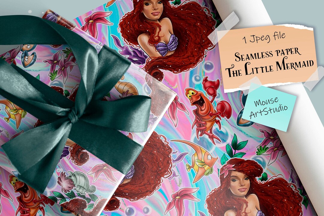 Digital Paper Black Ariel, Mermaid 2023, Seamless Patterns, Fabric ...