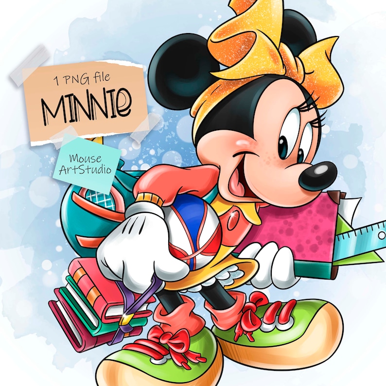 Minnie Mouse, Preparation for School, Sublimation Design, Digital ...