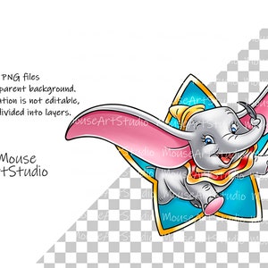 Dumbo, Mrs. Jumbo, Timothy the Mouse, Hand-drawn Clipart, Sublimation ...