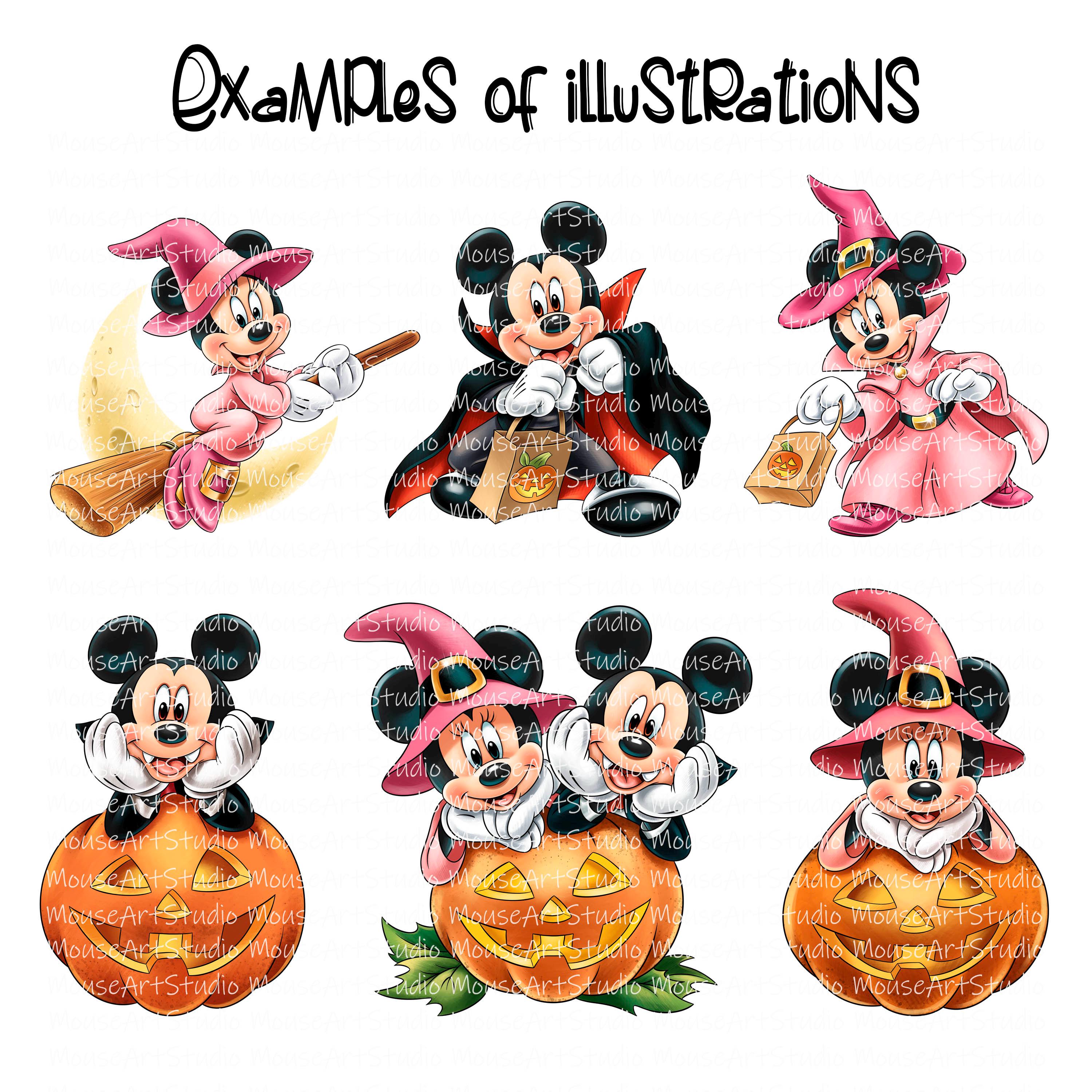 Mickey and Minnie, Vampire and Witch, Halloween, Sublimation Design ...