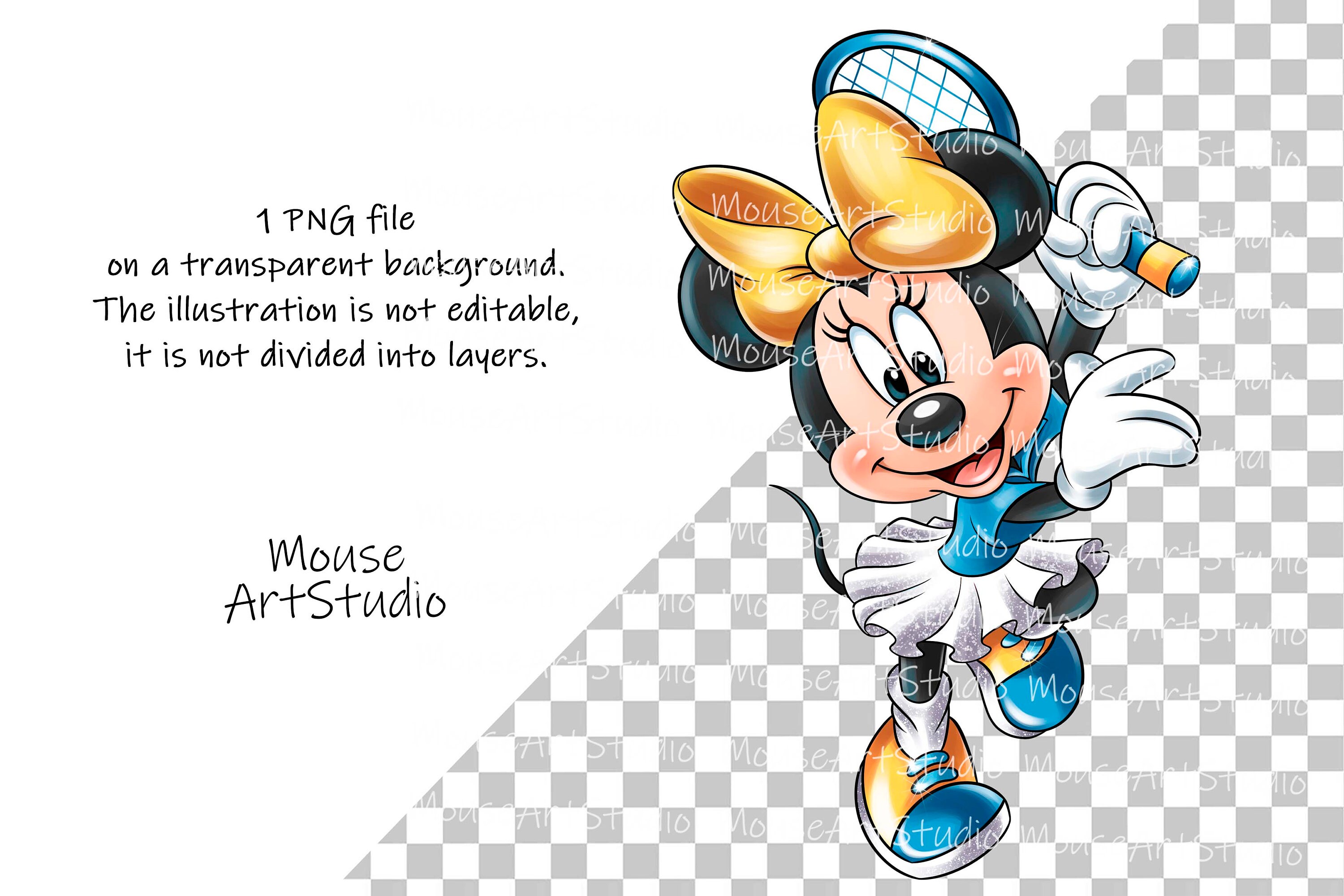 Minnie Mouse PNG Lawn Tennis Digital Illustration Fabric - Etsy