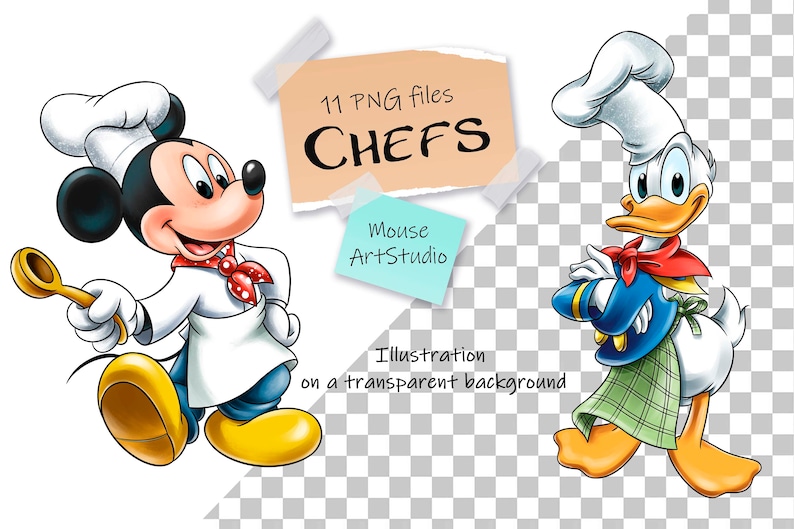 Chefs Minnie PNG Mickey Mouse Daisy Duck Donald Goofy - Etsy