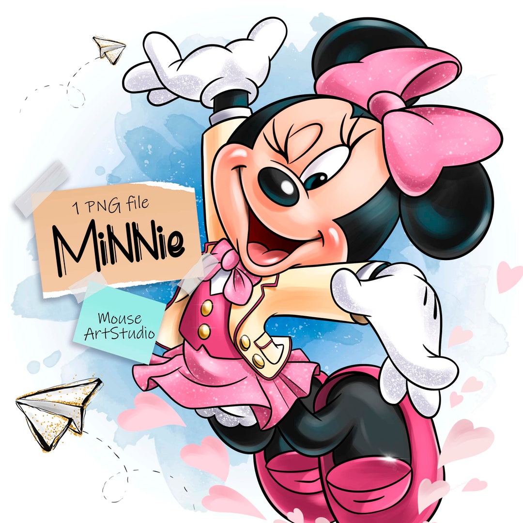 Minnie Mouse PNG, Minnie en rose, Sublimation Design, Illustration ...