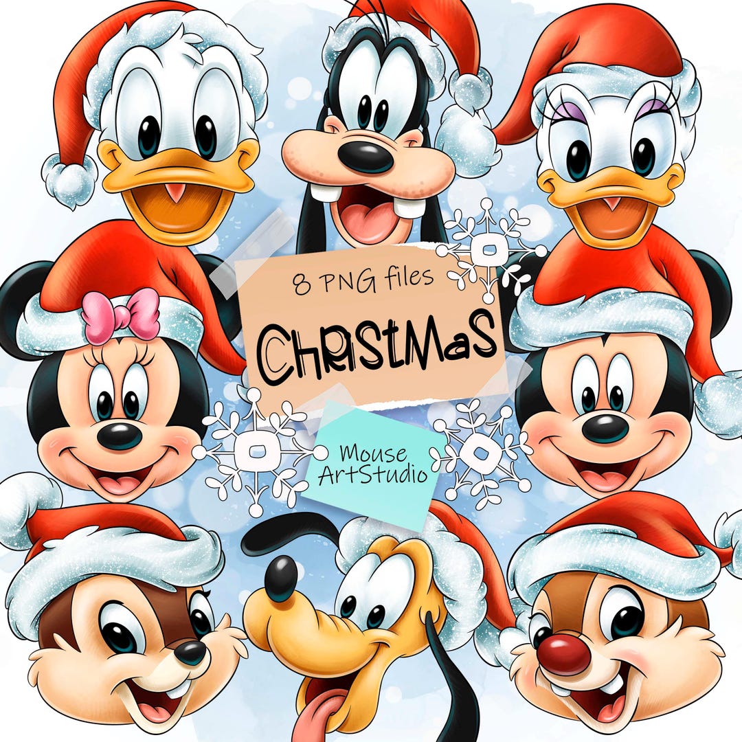 Mickey and Friends, Christmas Heads, Sublimation Design, Digital ...