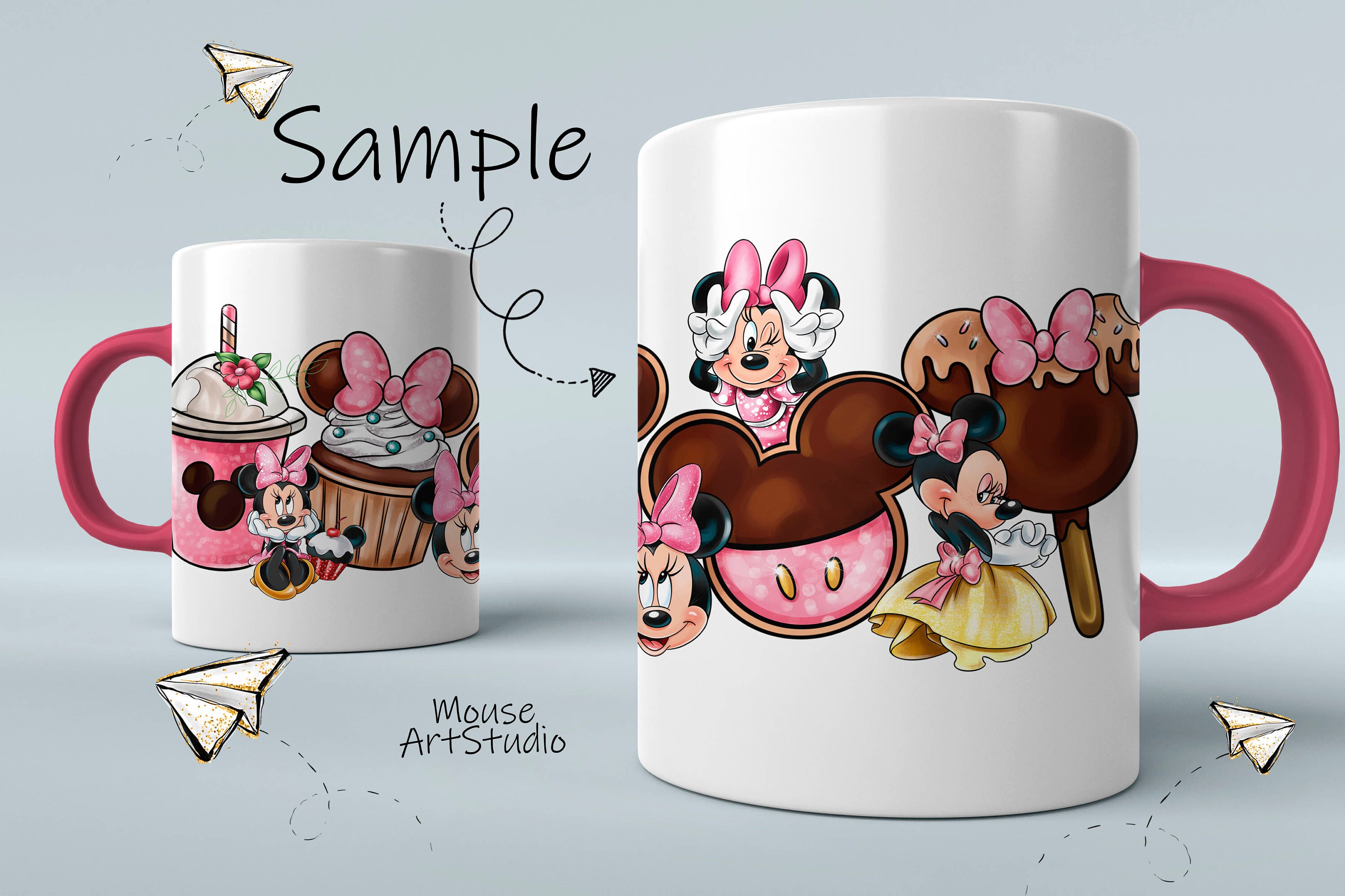 Minnie Mouse and Sweets, Sublimation Design, Digital Illustration ...
