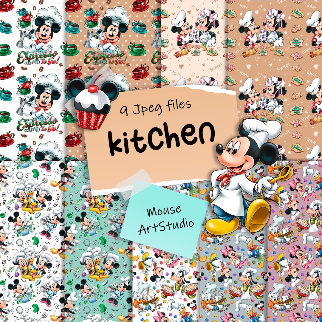 Cooks, Decorative Paper, Mickey and Minnie Mouse, Donald and Daisy Duck ...