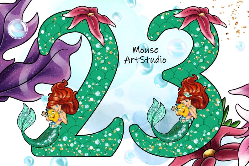 Ariel Digital Numbers Nautical Style Instant PNG Format - Etsy