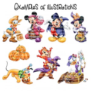Mickey and Friends, Halloween, Sublimation Design, Digital Illustration ...