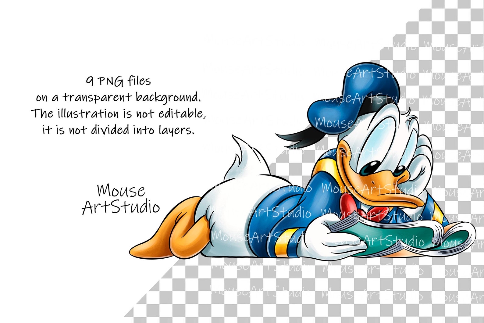 Donald Duck, Donald PNG, Sublimation Design, Digital Illustration ...