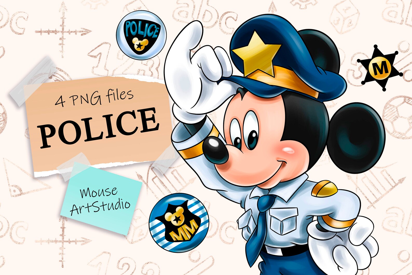 Mickey Mouse PNG Police Sublimation Design Digital - Etsy